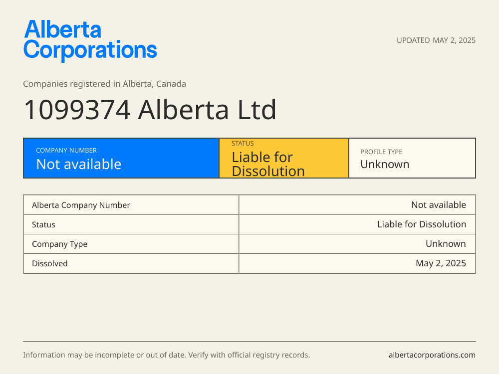 1099374 Alberta Ltd. | Edmonton | Alberta