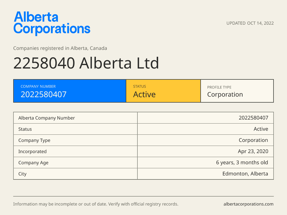 2258040 Alberta Ltd. | Edmonton | Alberta