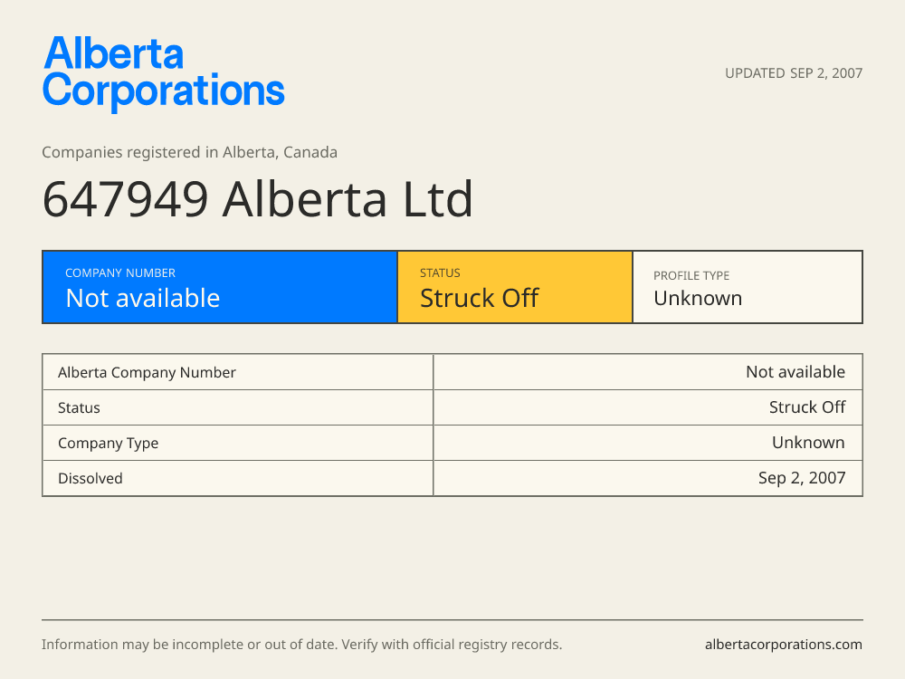 647949 Alberta Ltd. | Calgary | Alberta