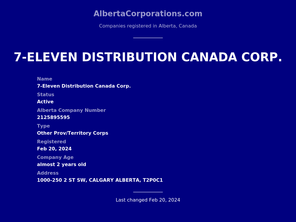 7-Eleven Distribution Canada Corp. | Calgary | Alberta
