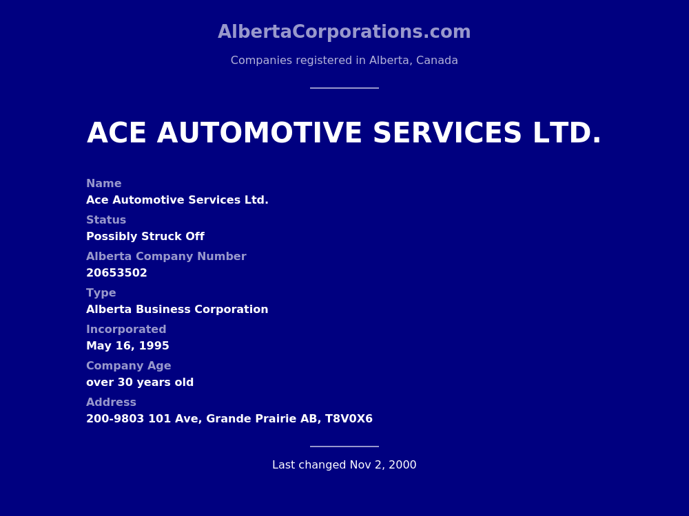 Ace Automotive Services Ltd. | Grande Prairie | Alberta