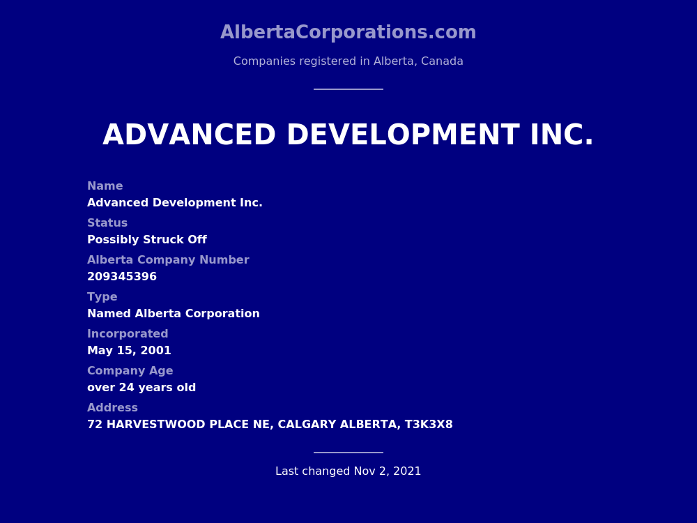 Advanced Development Inc. - Calgary | Alberta Corporations