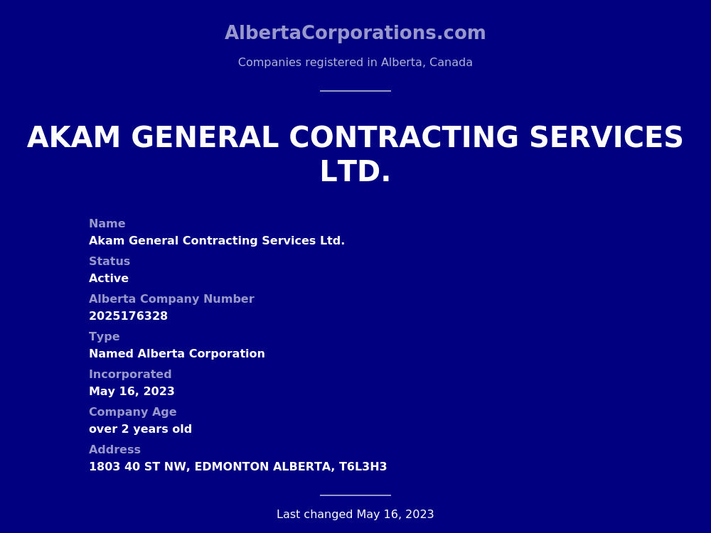 Akam General Contracting Services Ltd. | Edmonton | Alberta
