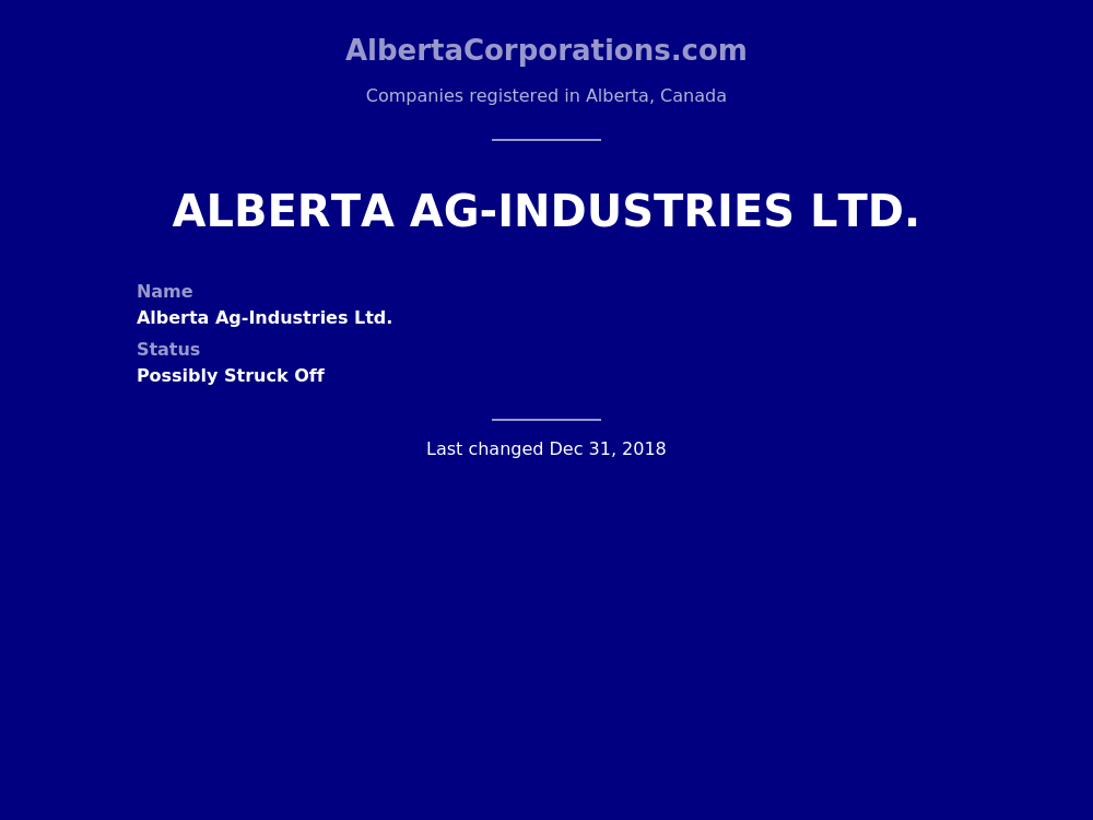 Alberta Ag-Industries Ltd. | Alberta