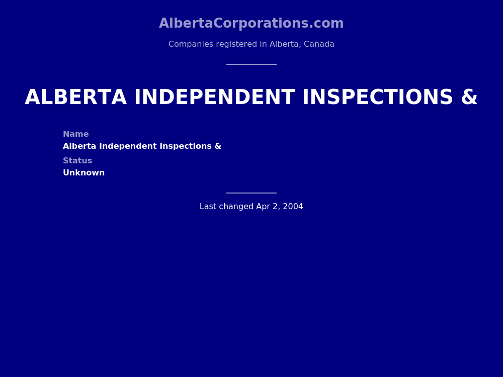 Alberta Independent Inspections & | Alberta