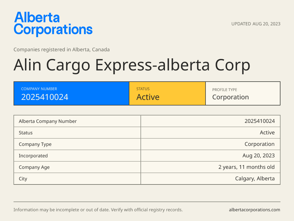Alin Cargo Express-Alberta Corp. | Calgary | Alberta
