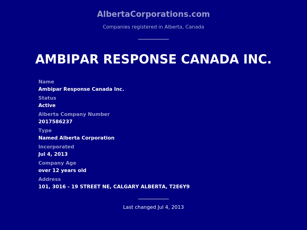 Ambipar Response Canada Inc. | Calgary | Alberta
