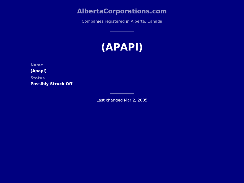 (Apapi) - | Alberta Corporations
