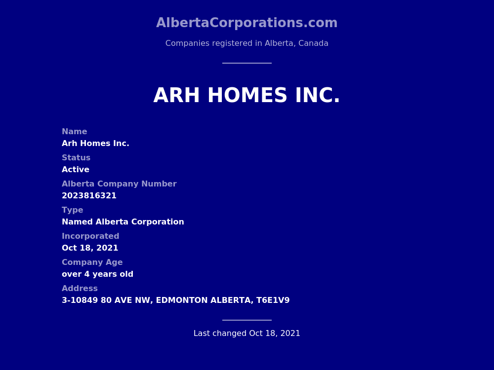 Arh Homes Inc. | Edmonton | Alberta