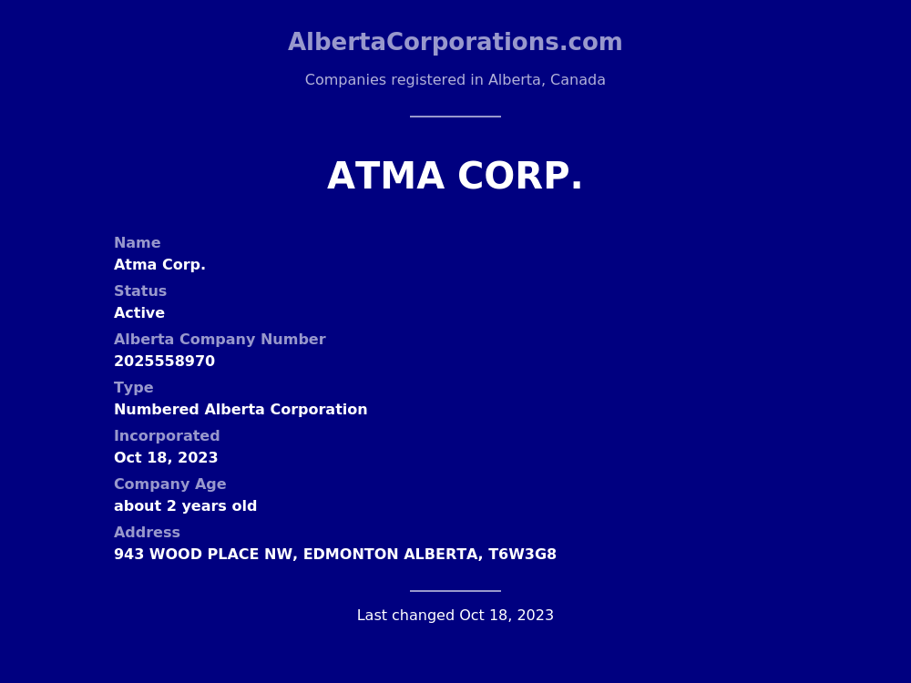 Atma Corp. | Edmonton | Alberta