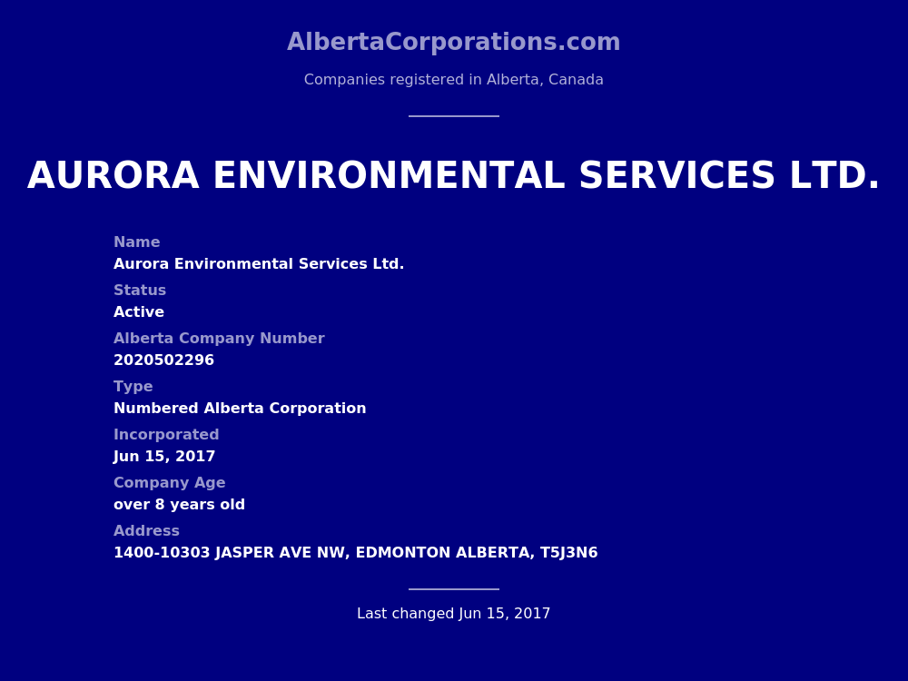 Aurora Environmental Services Ltd. | Edmonton | Alberta