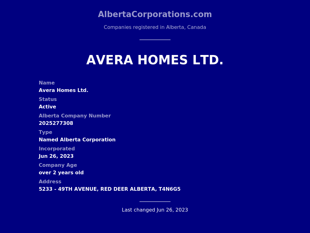 Avera Homes Ltd. | Red Deer | Alberta