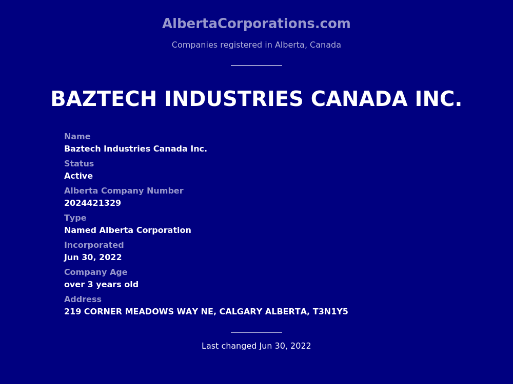 Baztech Industries Canada Inc. | Calgary | Alberta
