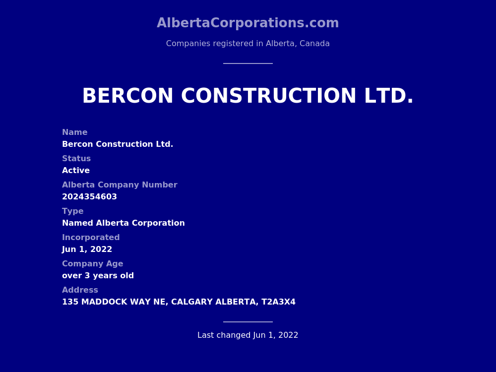Bercon Construction Ltd. | Calgary | Alberta