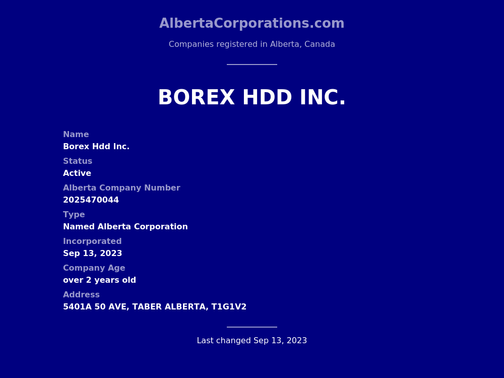 Borex Hdd Inc. | Taber | Alberta