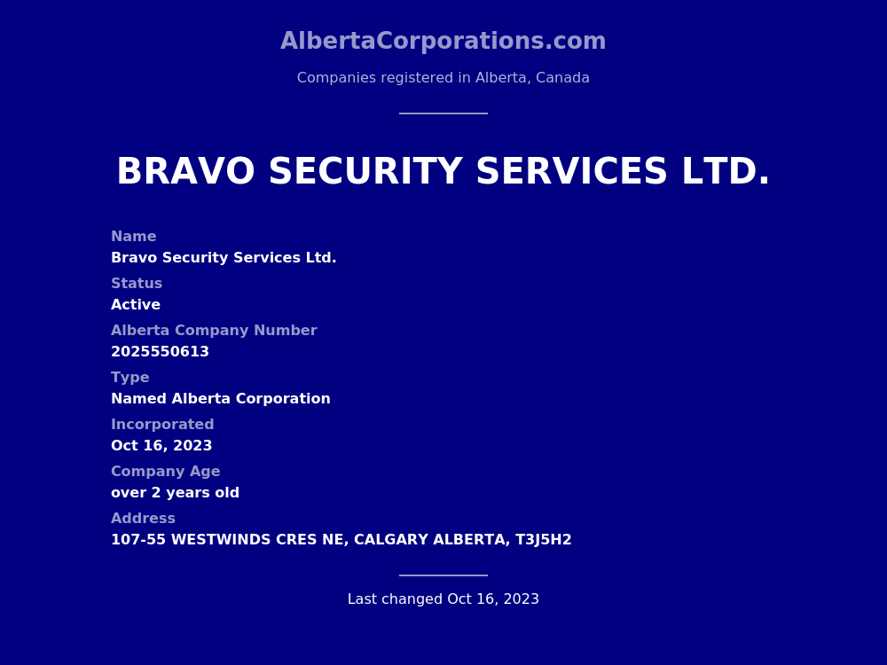 Bravo Security Services Ltd. | Calgary | Alberta