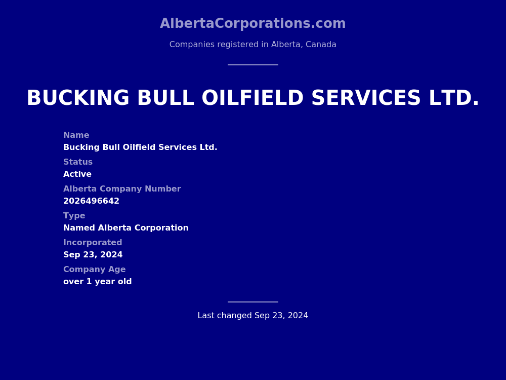 Bucking Bull Oilfield Services Ltd. | Alberta
