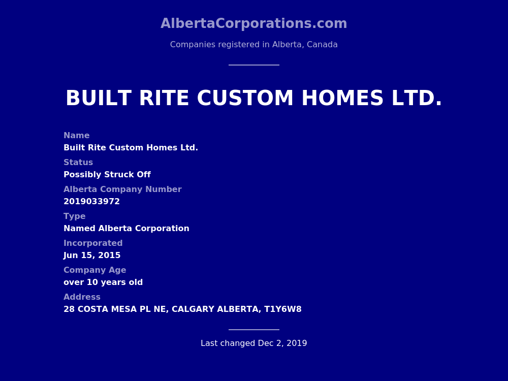 Built Rite Custom Homes Ltd. | Calgary | Alberta