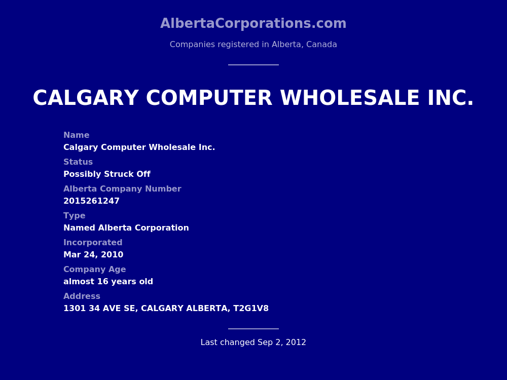 Calgary Computer Wholesale Inc. | Calgary | Alberta