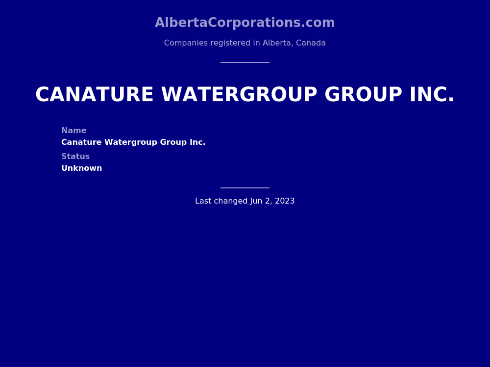 Canature Watergroup Group Inc. | Alberta