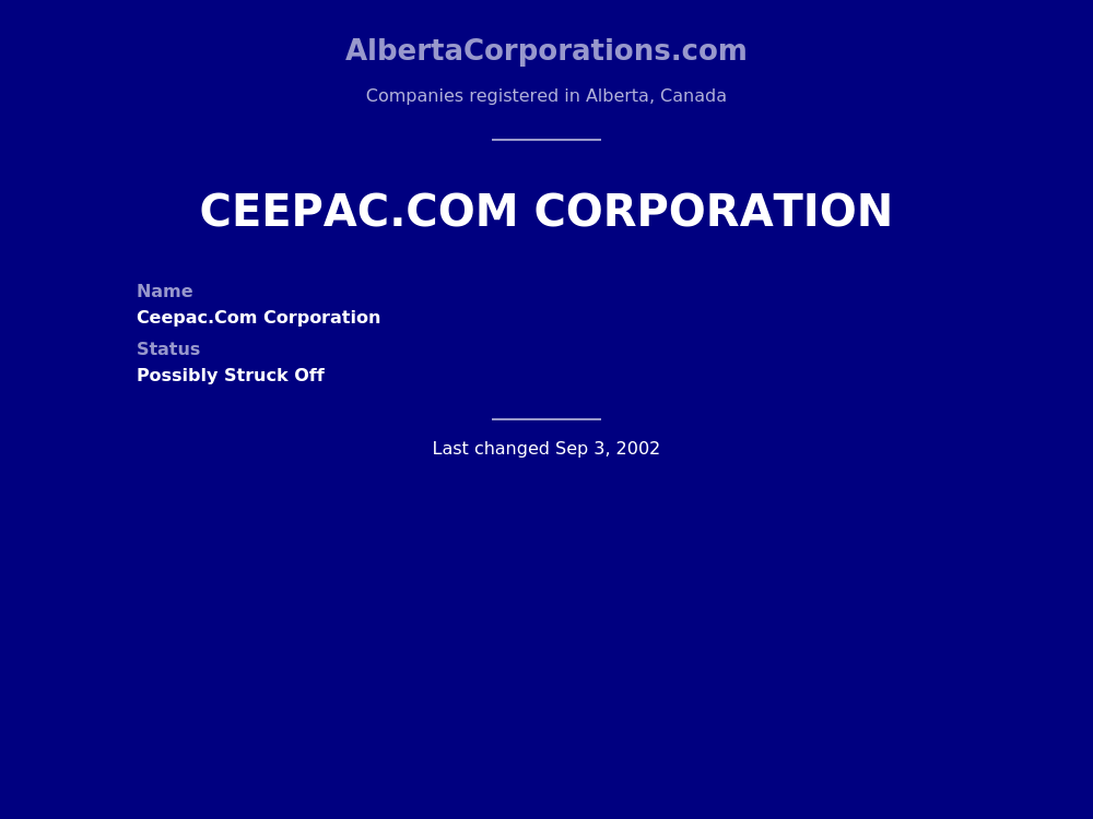 Ceepac.Com Corporation | Alberta