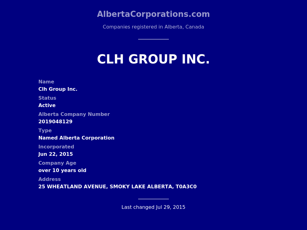 Clh Group Inc. | Smoky Lake | Alberta