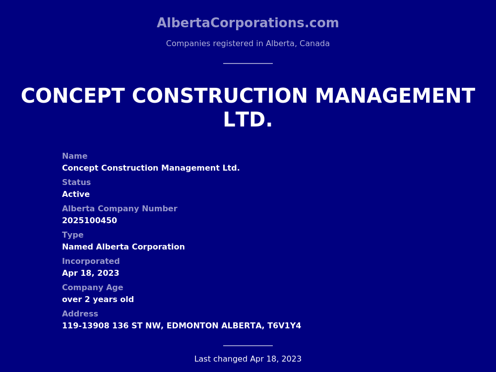 Concept Construction Management Ltd. | Edmonton | Alberta