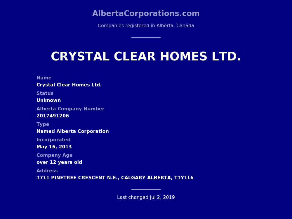 Crystal Clear Homes Ltd. | Calgary | Alberta