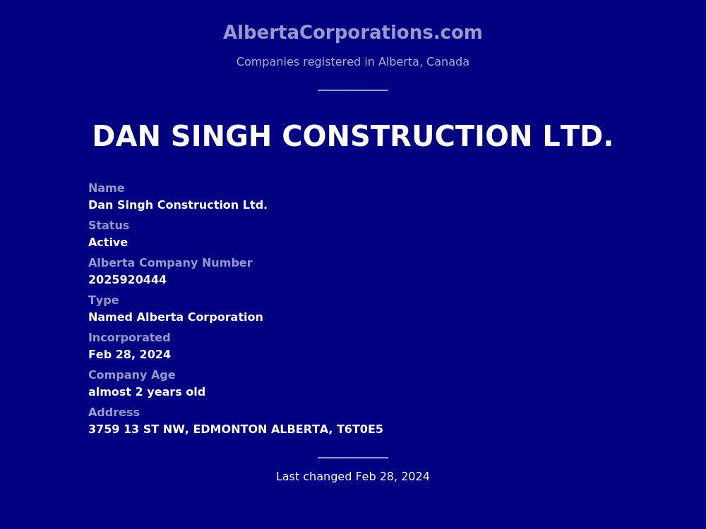 Dan Singh Construction Ltd. | Edmonton | Alberta