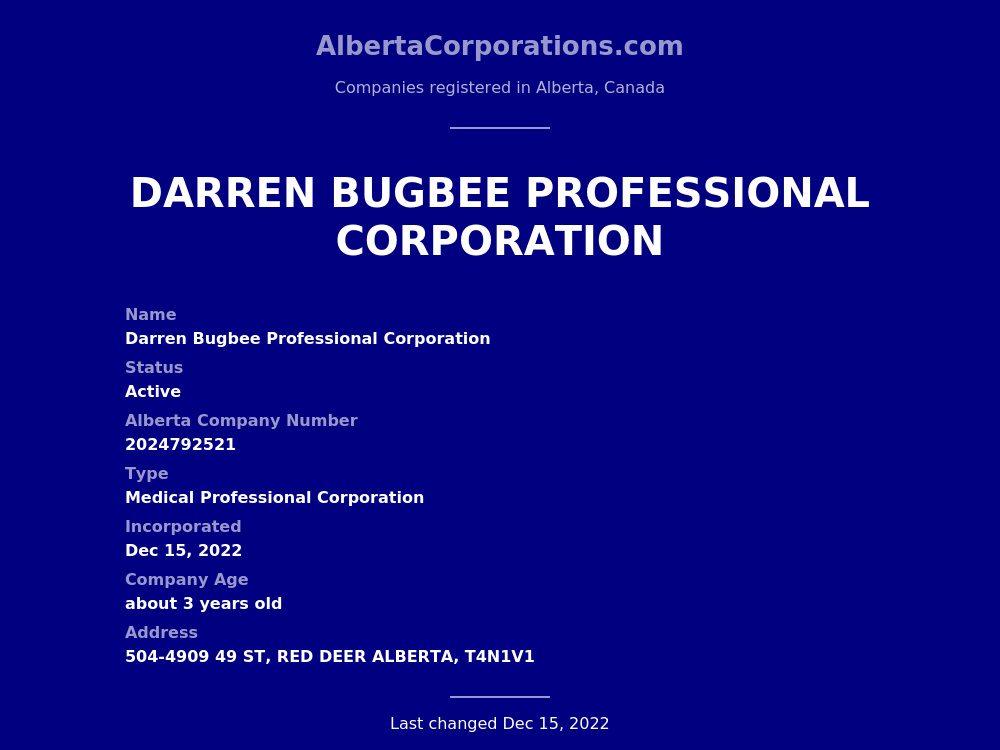 Darren Bugbee Professional Corporation | Red Deer | Alberta
