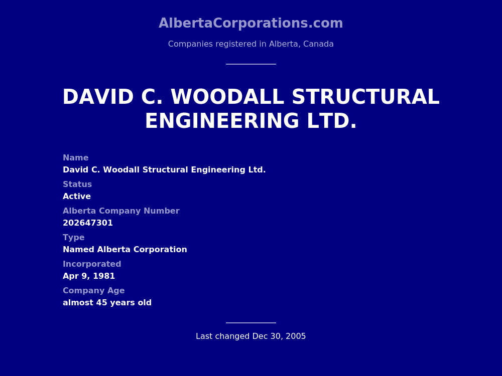 David C. Woodall Structural Engineering Ltd. | Alberta