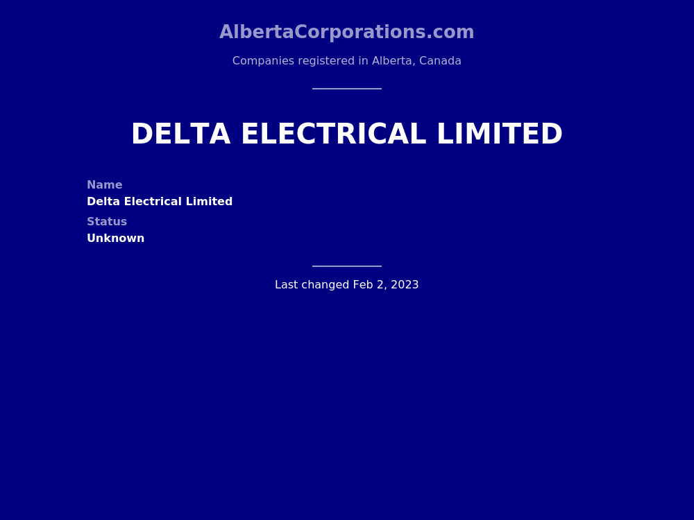 Delta Electrical Limited | Alberta