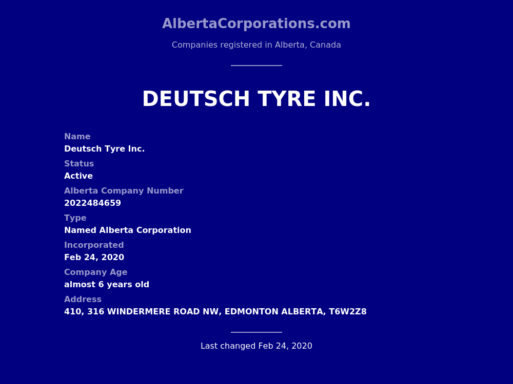 Deutsch Tyre Inc. | Edmonton | Alberta