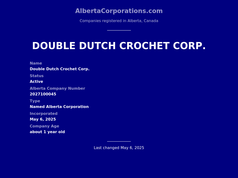 Double Dutch Crochet Corp. | Alberta