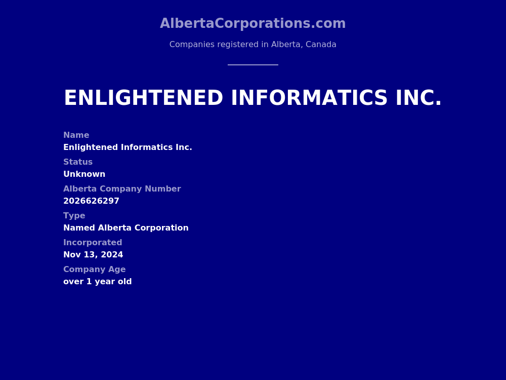Enlightened Informatics Inc. | Alberta