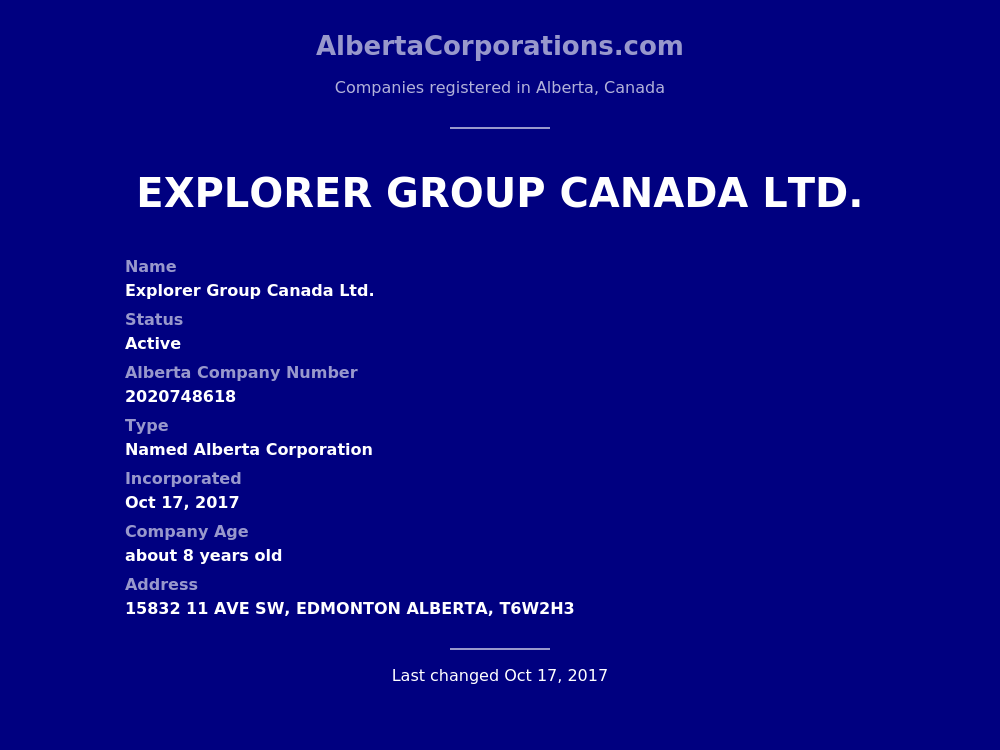 Explorer Group Canada Ltd. | Edmonton | Alberta