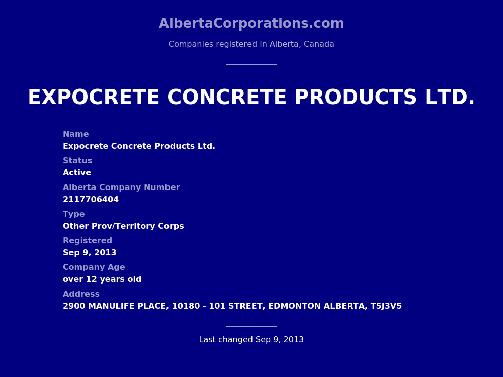 Expocrete Concrete Products Ltd. | Edmonton | Alberta