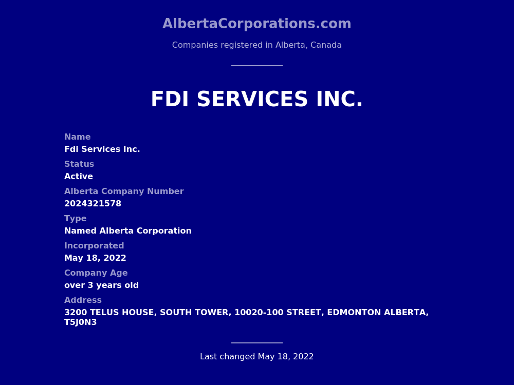 Fdi Services Inc. | Edmonton | Alberta