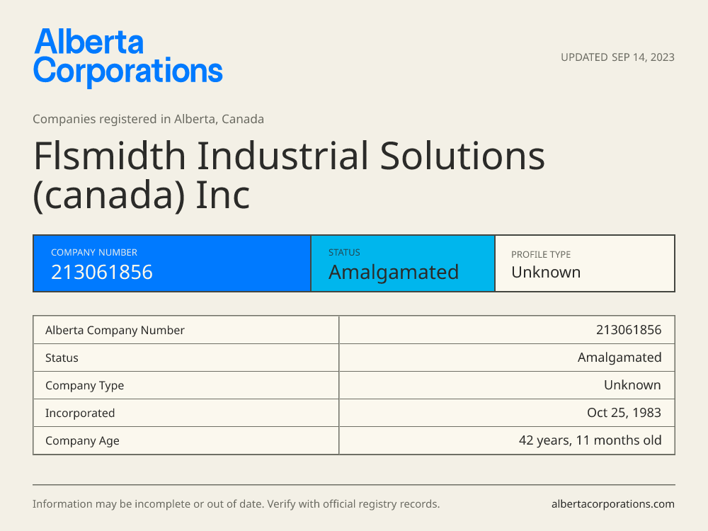 Flsmidth Industrial Solutions (canada) Inc · Status, Address & Filings ...