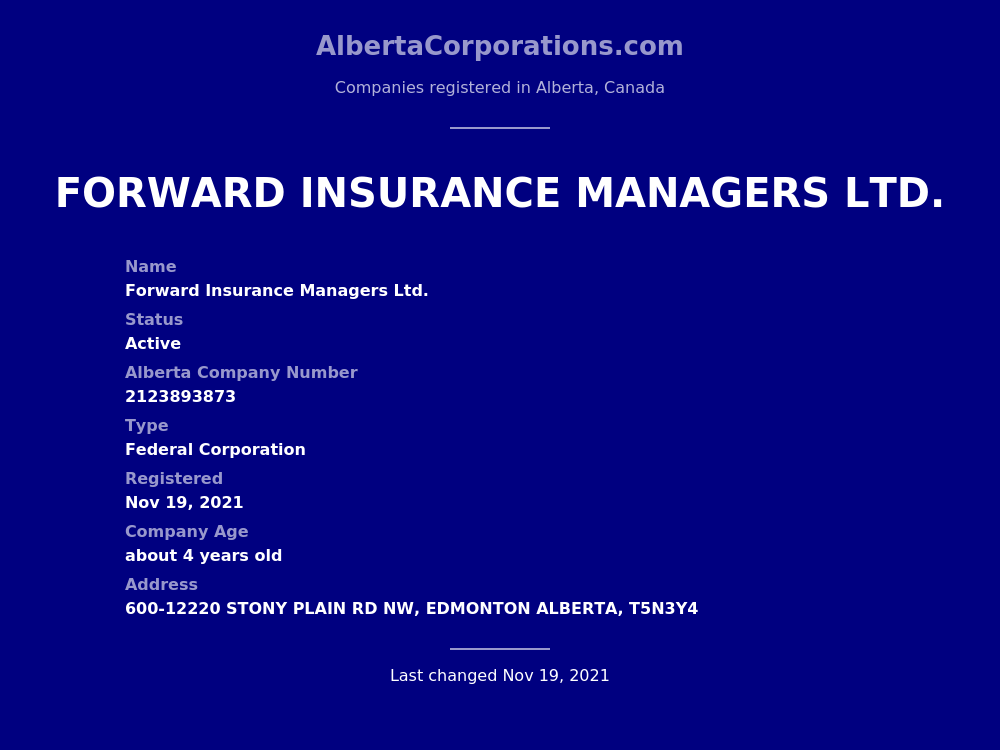 Forward Insurance Managers Ltd. | Edmonton | Alberta