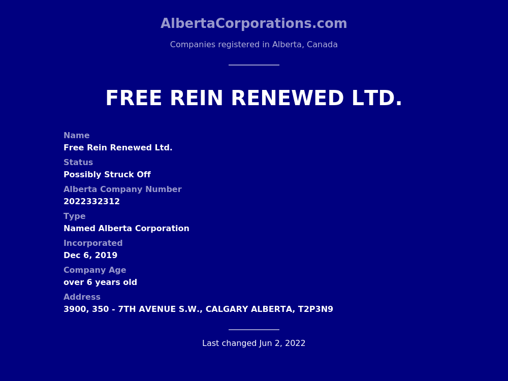 Free Rein Renewed Ltd. | Calgary | Alberta