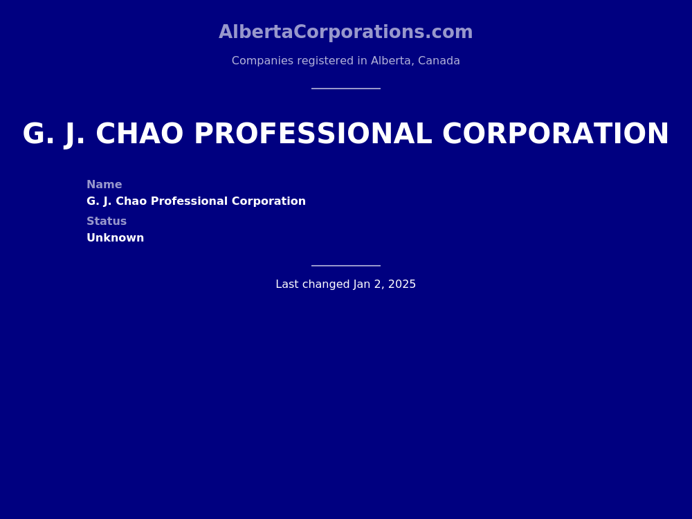 G. J. Chao Professional Corporation | Alberta