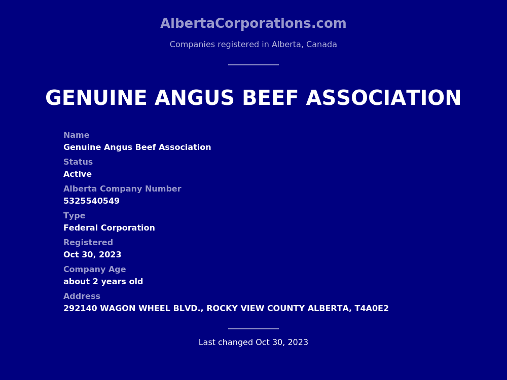 Genuine Angus Beef Association | Rocky View County | Alberta