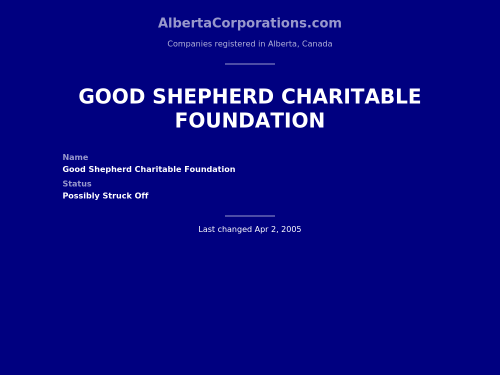 Good Shepherd Charitable Foundation | Alberta
