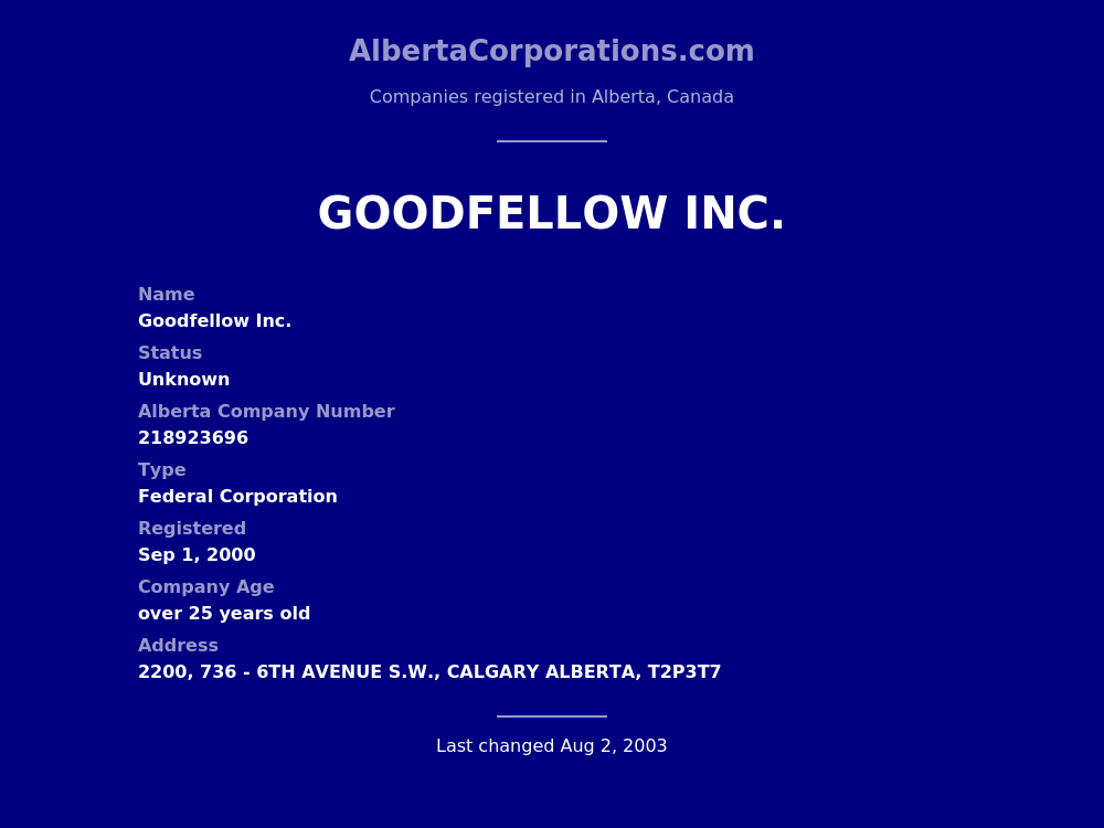 Goodfellow Inc. | Calgary | Alberta