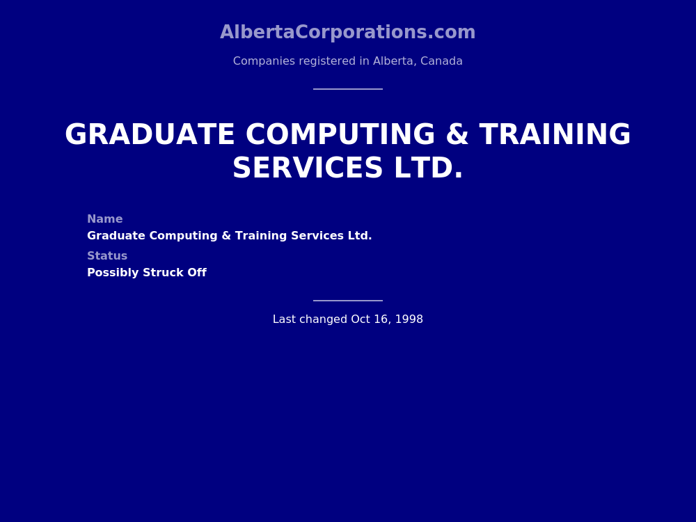 Graduate Computing & Training Services Ltd. | Alberta