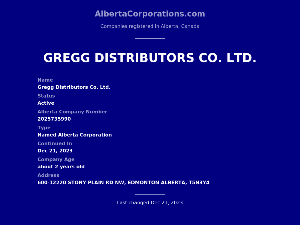 Gregg Distributors Co. Ltd. | Edmonton | Alberta