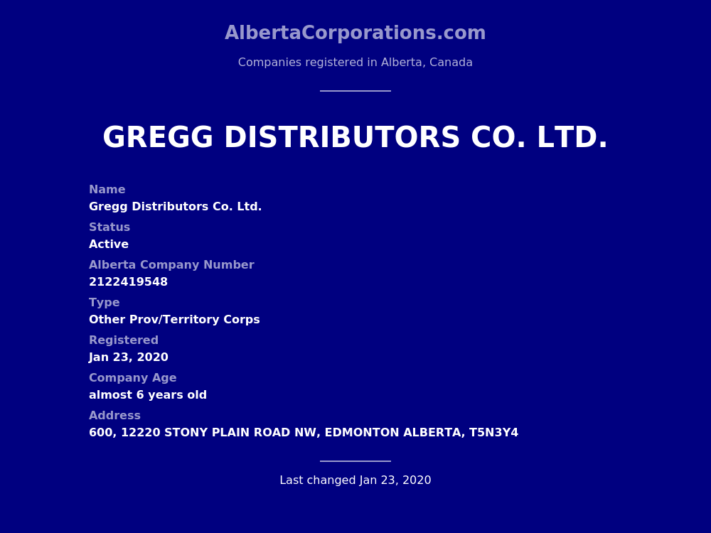 Gregg Distributors Co. Ltd. | Edmonton | Alberta