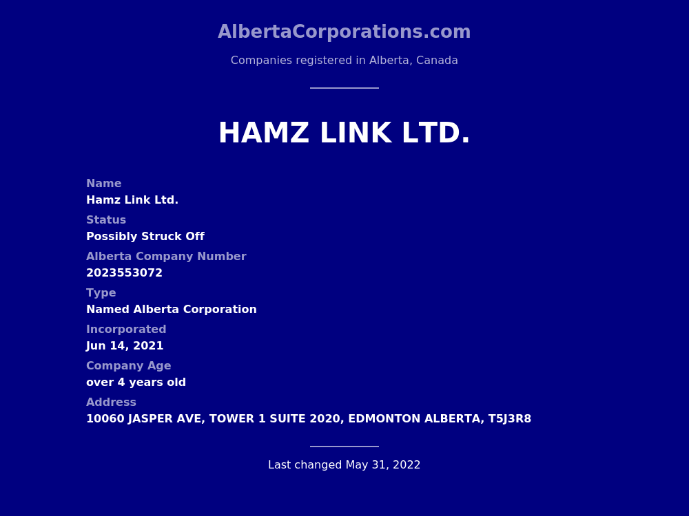 Hamz Link Ltd. - Edmonton | Alberta Corporations