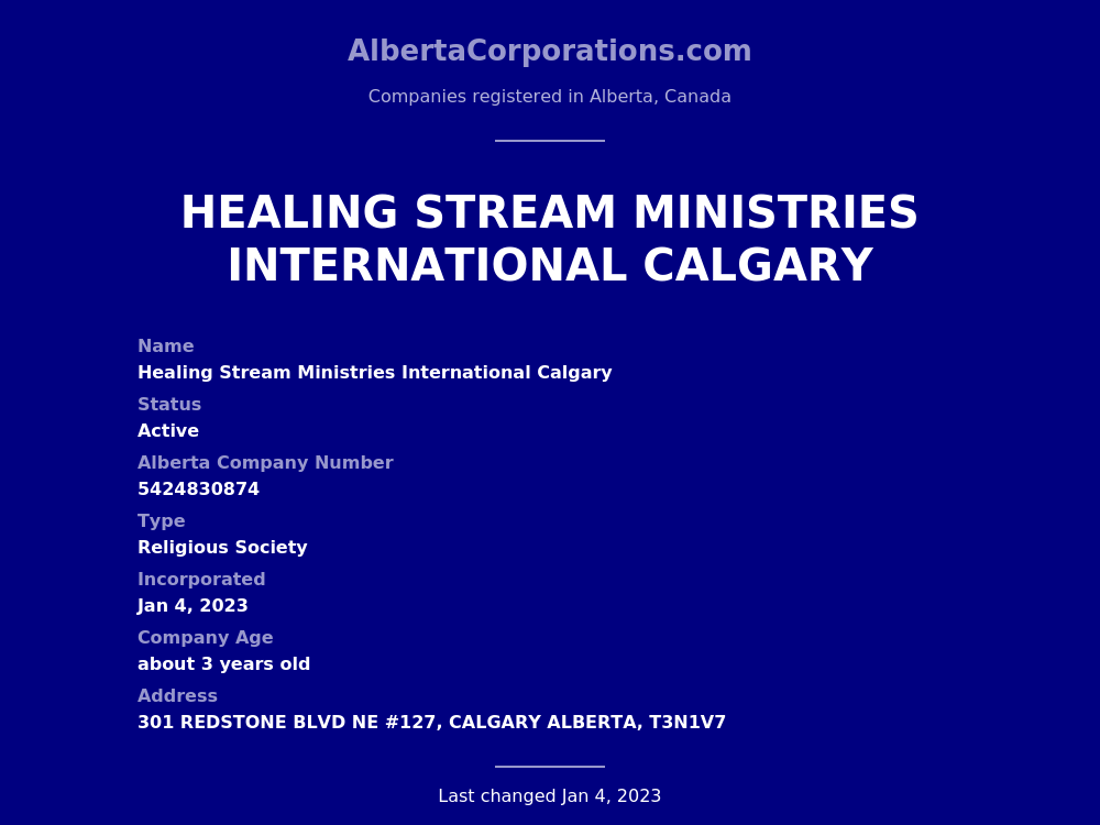 Healing Stream Ministries International Calgary